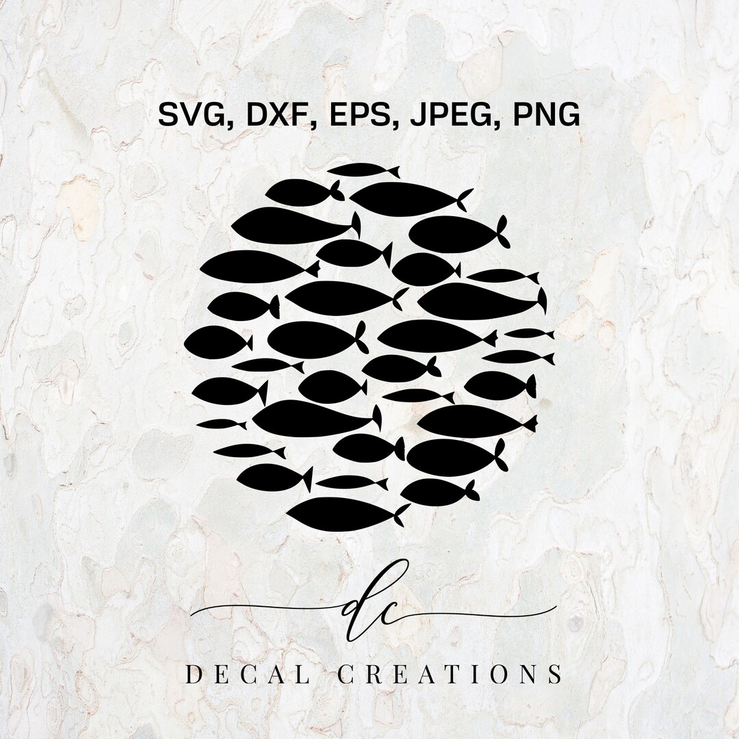 BUY 3 GET 1 FREE.. School of Fish Silhouette Clipart Digital Cut File ...