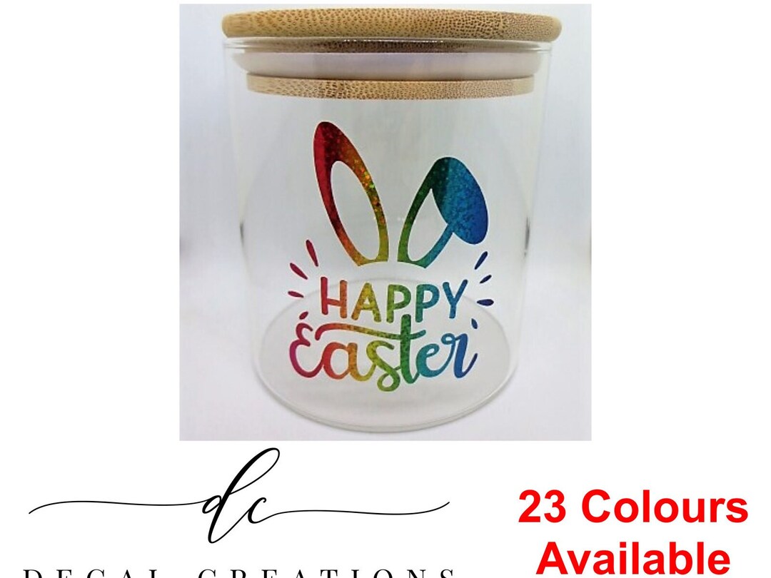 23 Colours DIY Happy Easter Basket Decal Lolly Jar Sticker Chocolate ...