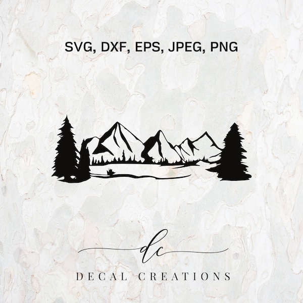 Mountain River Silhouette Svg - Etsy