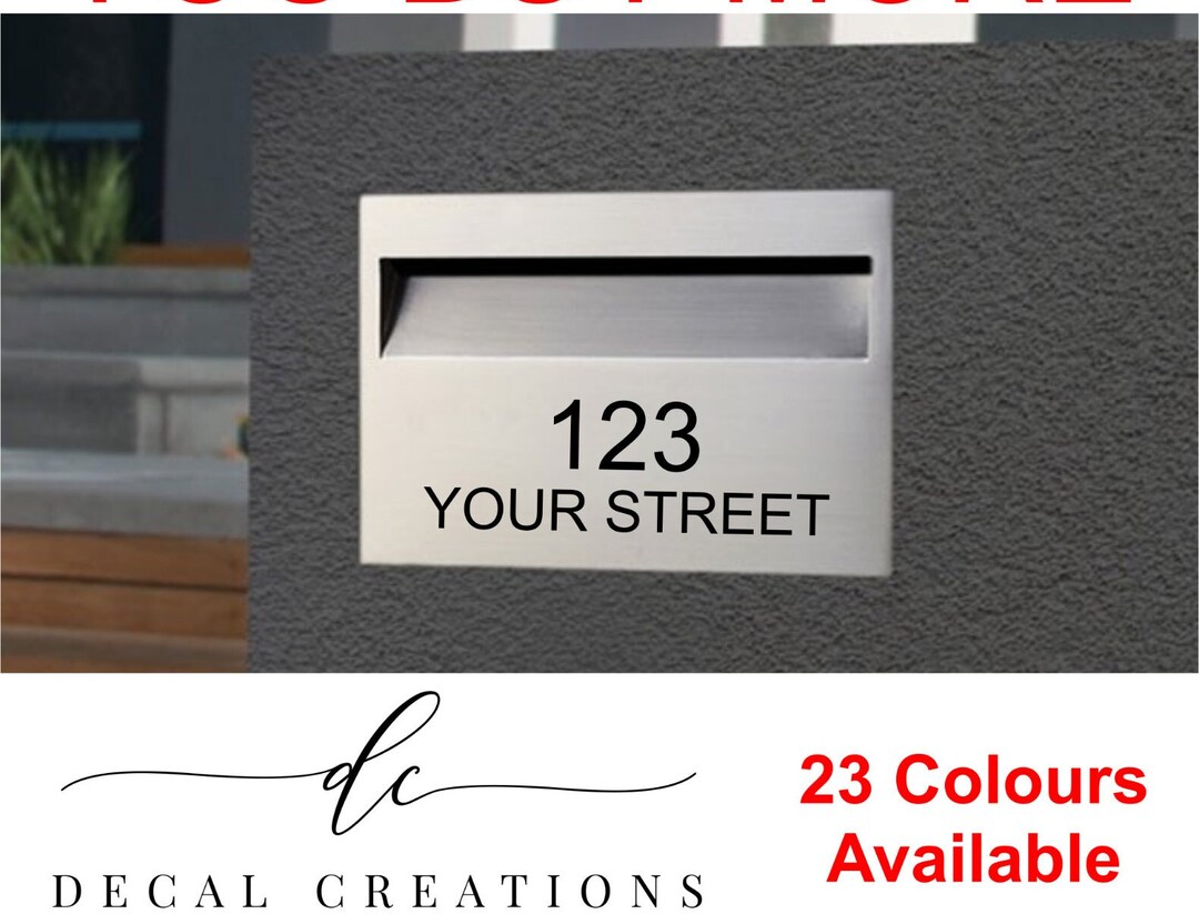 20 Colours Custom Letterbox Number Decal, Letterbox Street Name ...