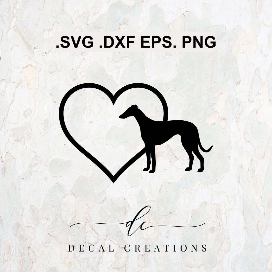 BUY 3 GET 1 FREE.. Greyhound Love Heart Dog Silhouette Clipart Digital ...