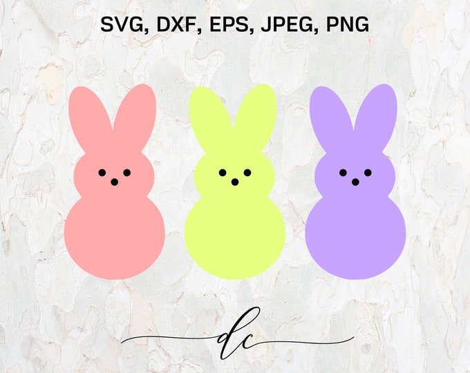 BUY 3 GET 1 Free..easter Peeps Bunny Marshmallow Silhouette Clipart ...