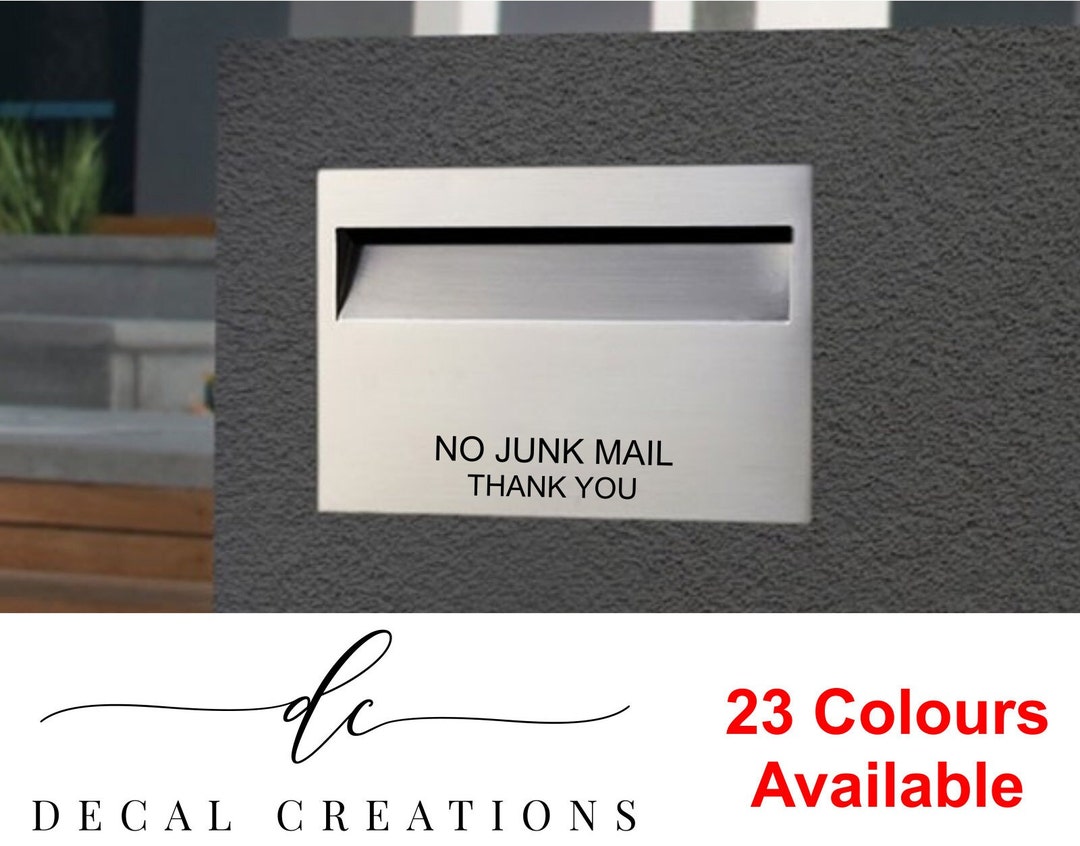 20 Colours Letterbox No Junk Mail Thank You Decal, Vinyl Decal, Sticker ...