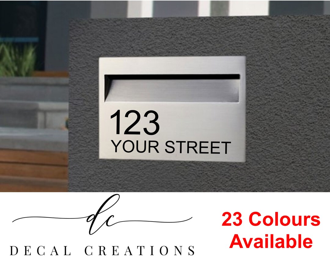 20 Colours Custom Letterbox Number Decal, Letterbox Street Name ...