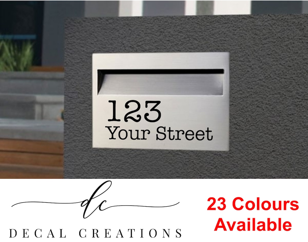20 Colours Custom Letterbox Number Decal, Letterbox Street Name ...