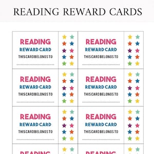 Reading Punch Cards Reading Reward Cards Reward Cards Kids | Etsy