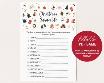 Christmas Word Scramble Hidden Message Party Game Printable - Etsy
