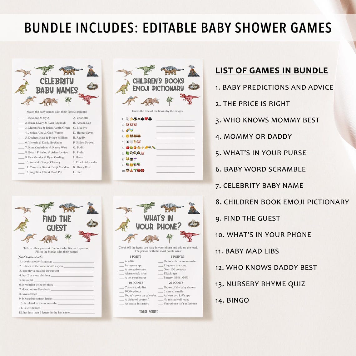 14 Dinosaur Baby Shower Games, Dino Baby Shower Games, Dinosaur Baby ...