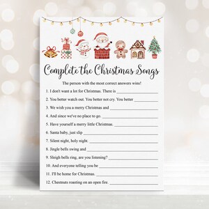 Complete the Christmas Song, Christmas Song Game, Holiday Party Games ...