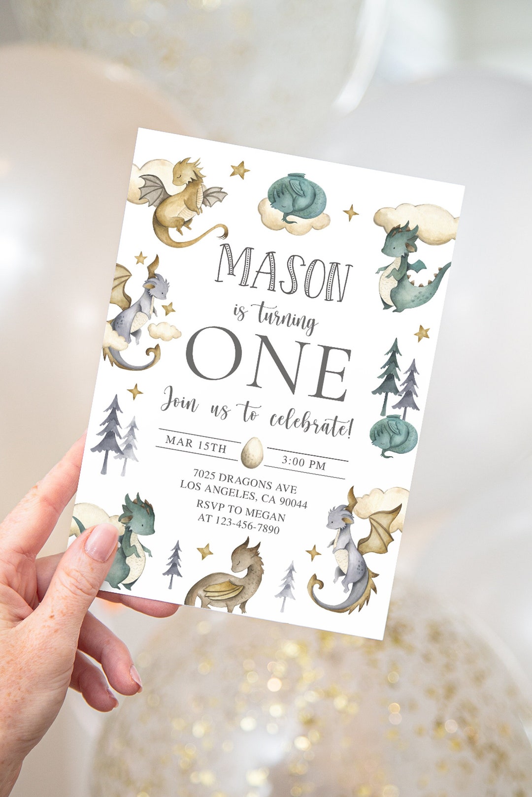 Dragon Birthday Invite, Dragons Invite, Dragon Party Invite, Dragon ...