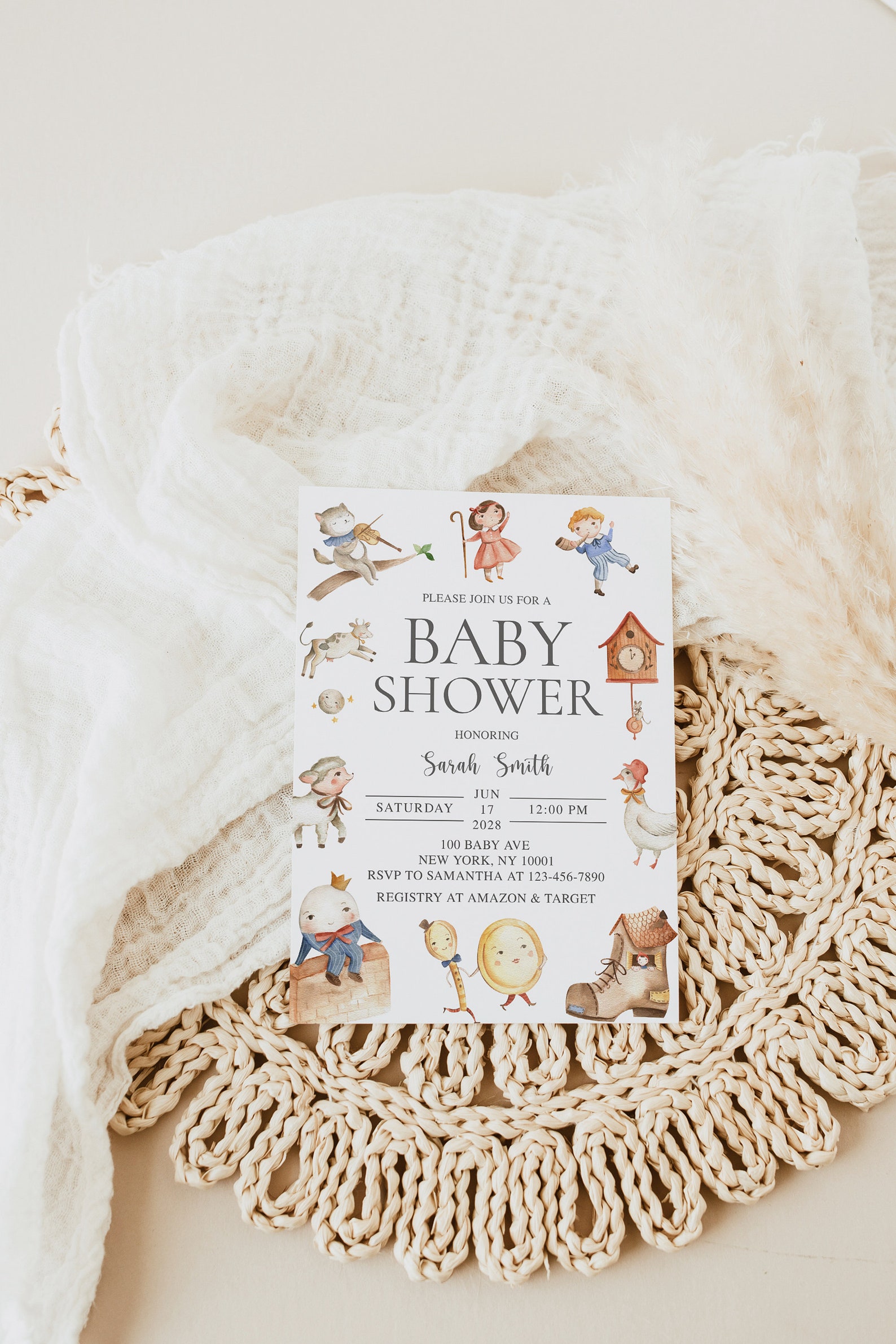 Nursery Rhyme Baby Shower Invite, Nursery Rhyme Party Invite, Storybook ...