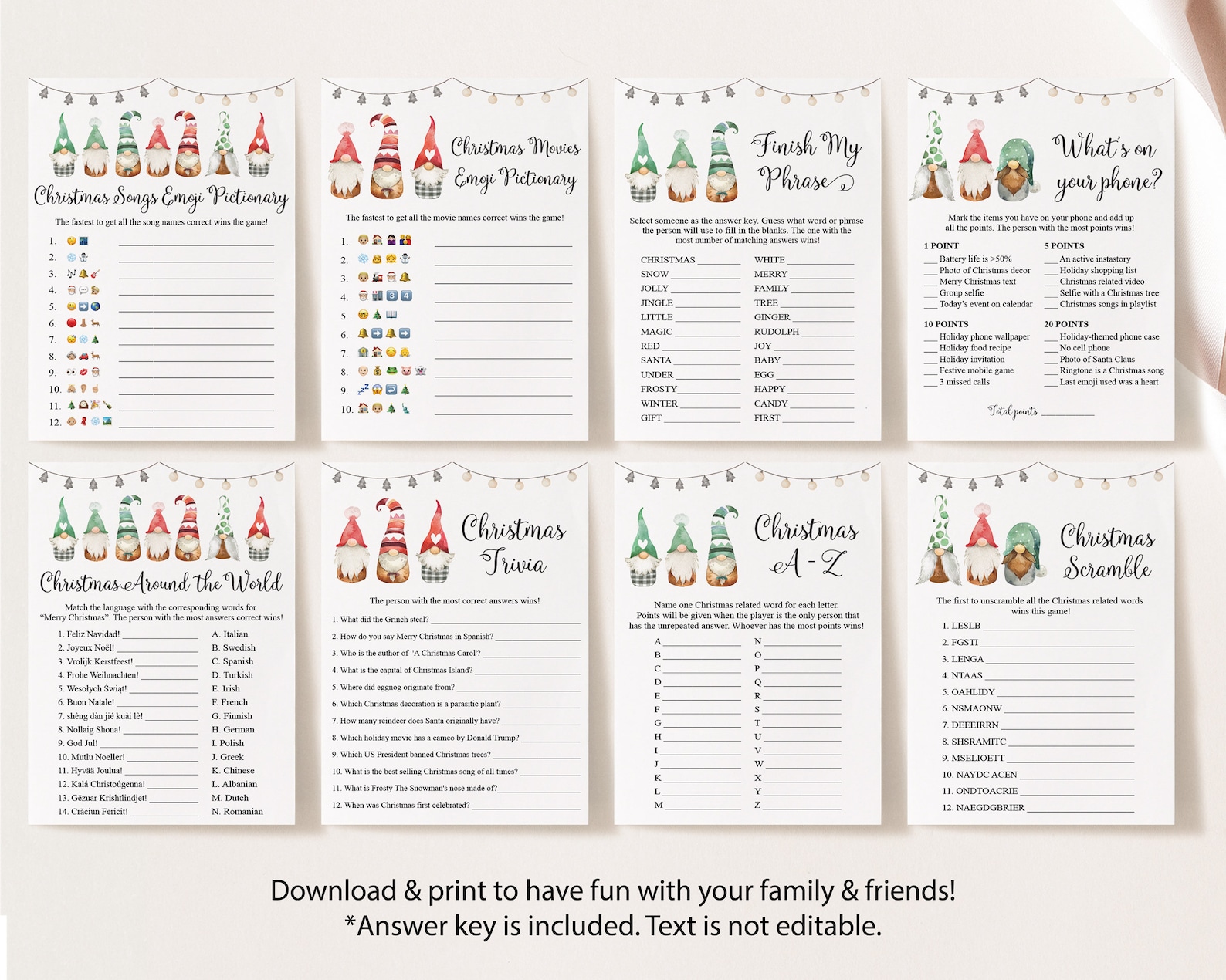 12 Christmas Games Bundle Christmas Games Family Christmas | Etsy