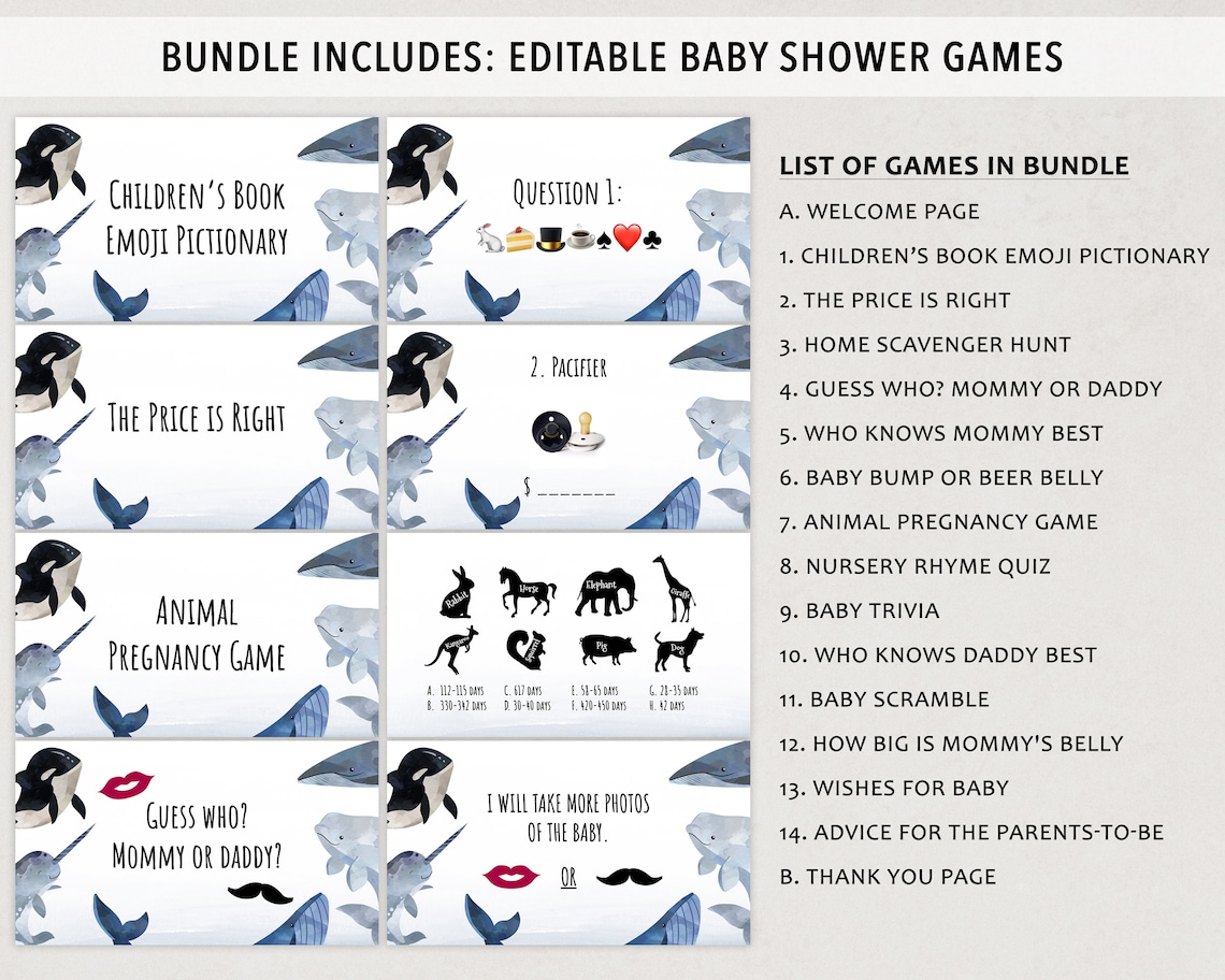 Virtual Baby Shower Games Virtual Baby Shower Zoom Baby - Etsy