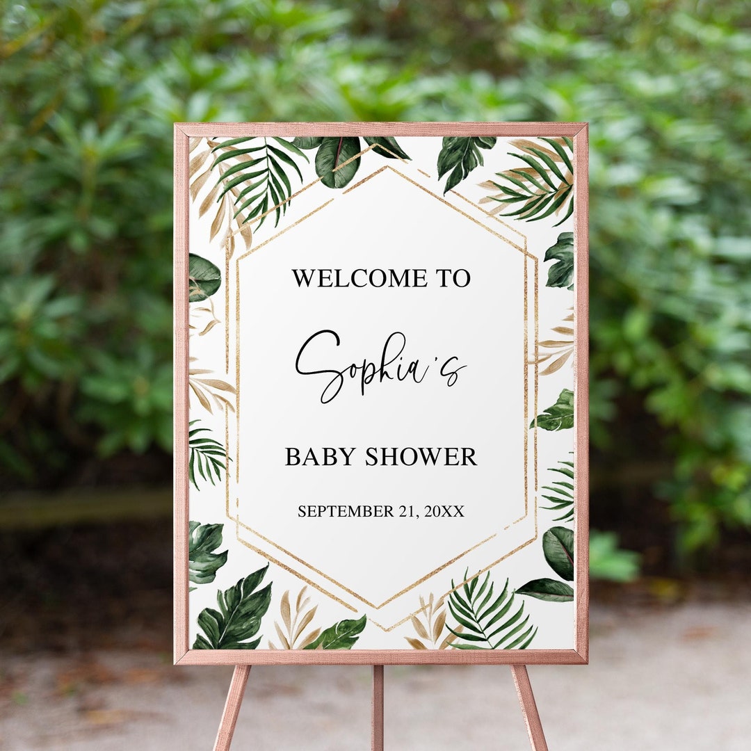 Tropical Baby Shower Welcome Sign, Baby Shower Welcome Sign, Tropical ...
