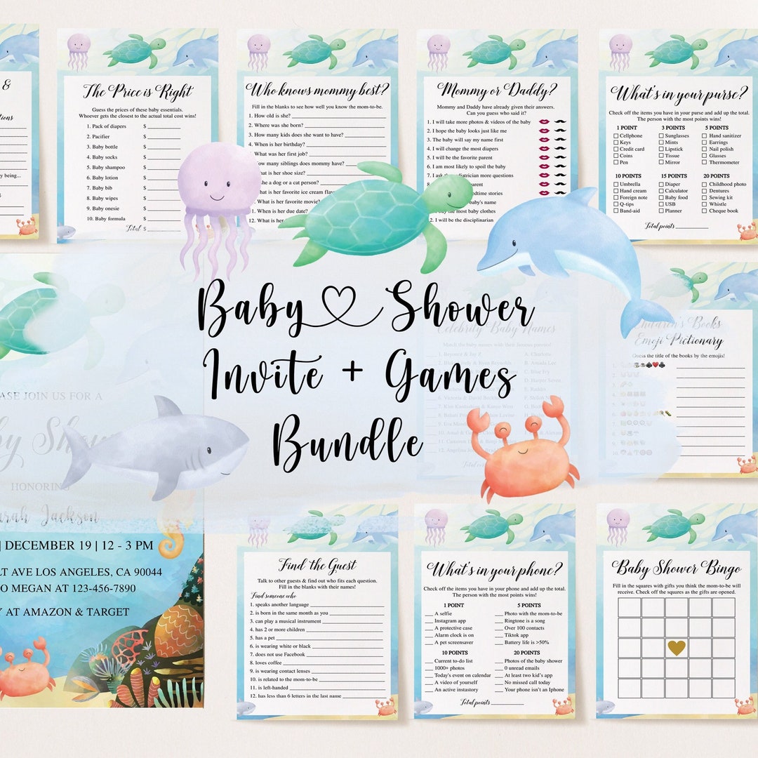 Under the Sea Baby Shower Bundle, Sea Animals Baby Shower, Ocean Baby ...