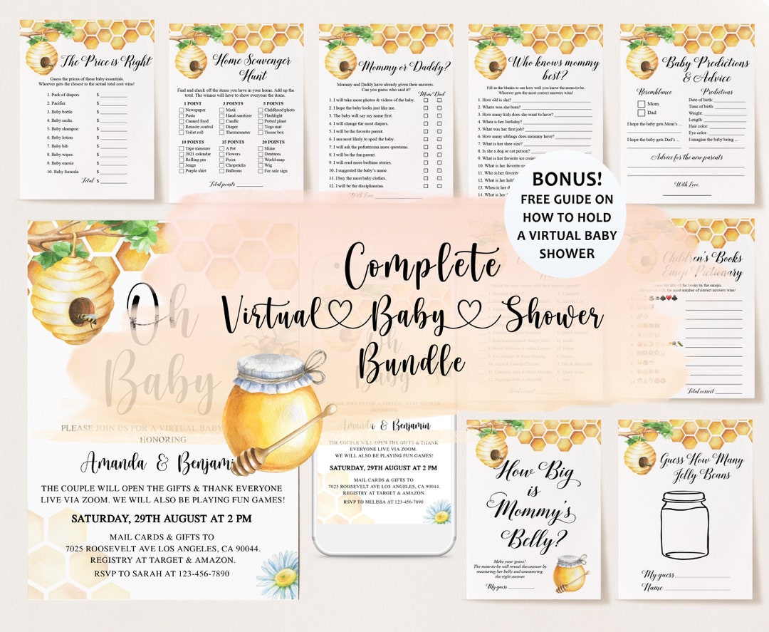 Virtual Baby Shower Full Bundle, Virtual Baby Shower Invitation ...