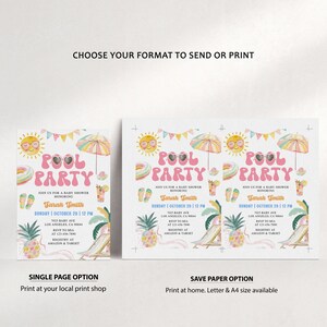 Pool Party Baby Shower Invitation Summer Baby Shower Invite Beach Party ...