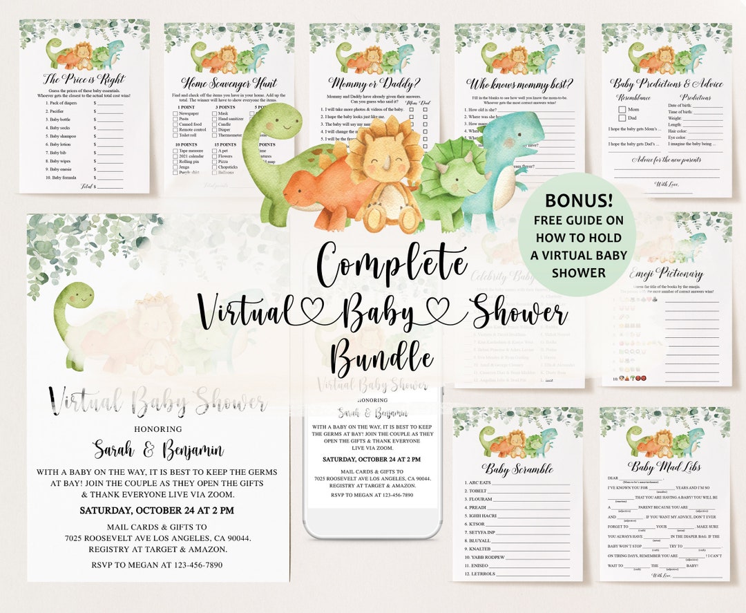 Virtual Baby Shower Full Bundle, Virtual Baby Shower Invitation ...