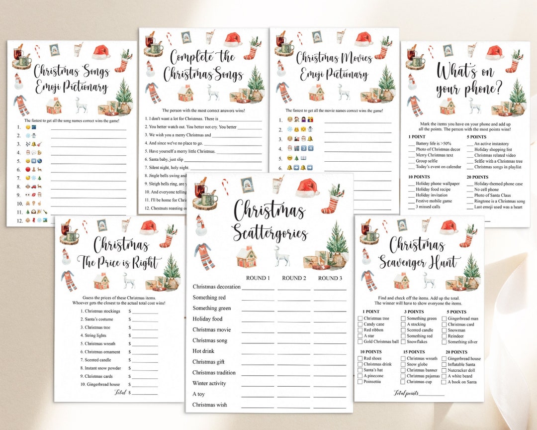 12 Christmas Games Bundle, Christmas Games, Family Christmas Games ...