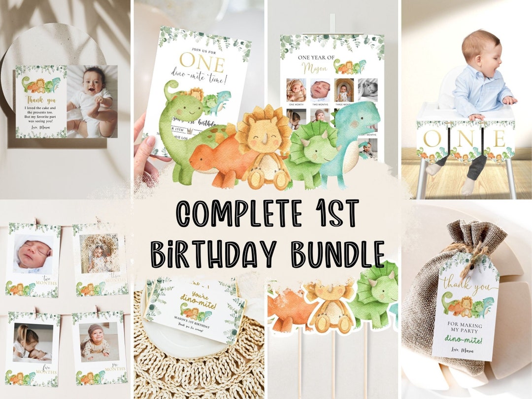 Dinosaur 1st Birthday Bundle, Dinosaur First Birthday, Dinosaur ...
