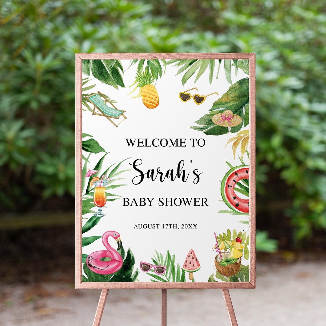 Tropical Baby Shower Welcome Sign Baby Shower Welcome Sign Tropical ...