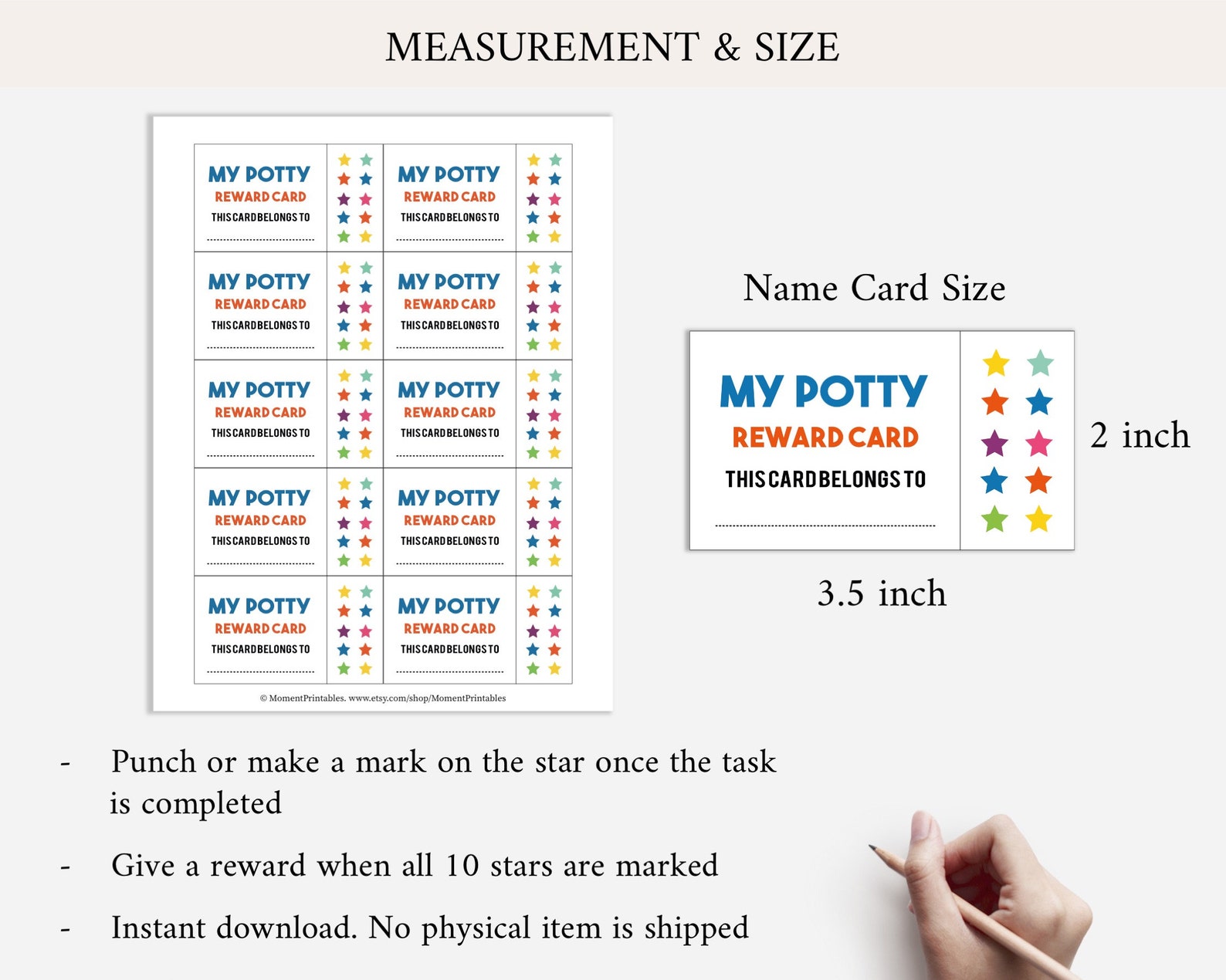 Potty Reward Card Potty Training Cards Reward Cards Potty | Etsy