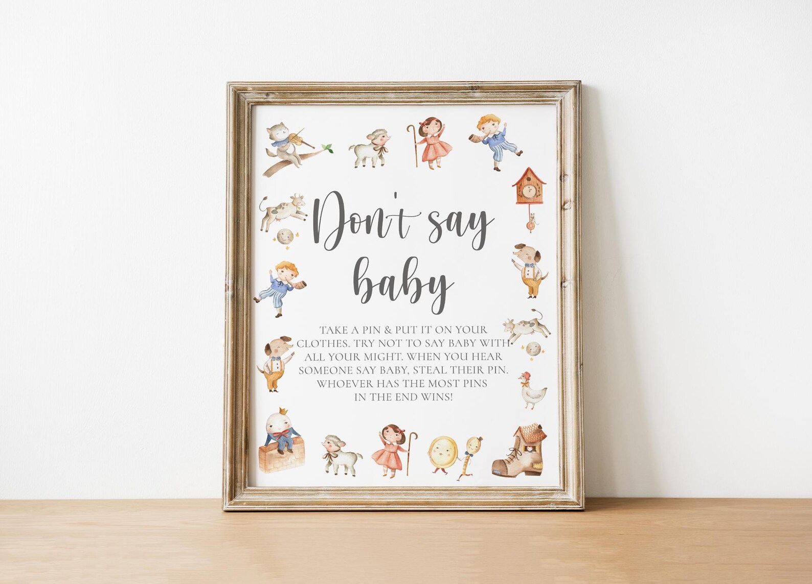 12 Nursery Rhyme Baby Shower Sign, Baby Shower Sign Bundle, Nursery ...