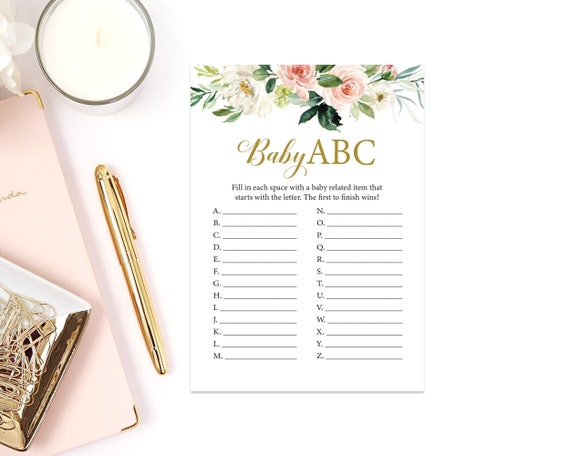 Baby ABC Baby Items Game Baby Alphabet Baby Shower ABC | Etsy