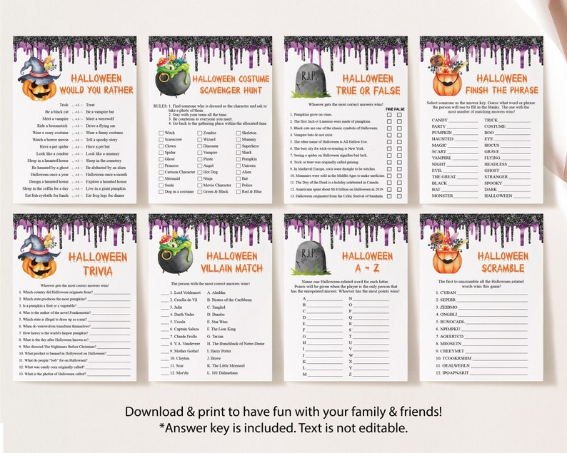 12 Halloween Games Bundle Halloween Games Halloween Games - Etsy