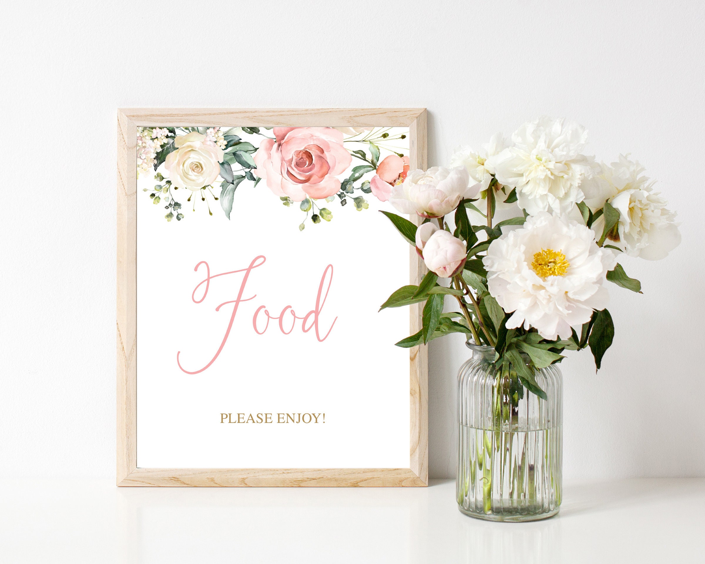 Baby Shower Food Sign Blush Pink Floral Food Sign Printable | Etsy