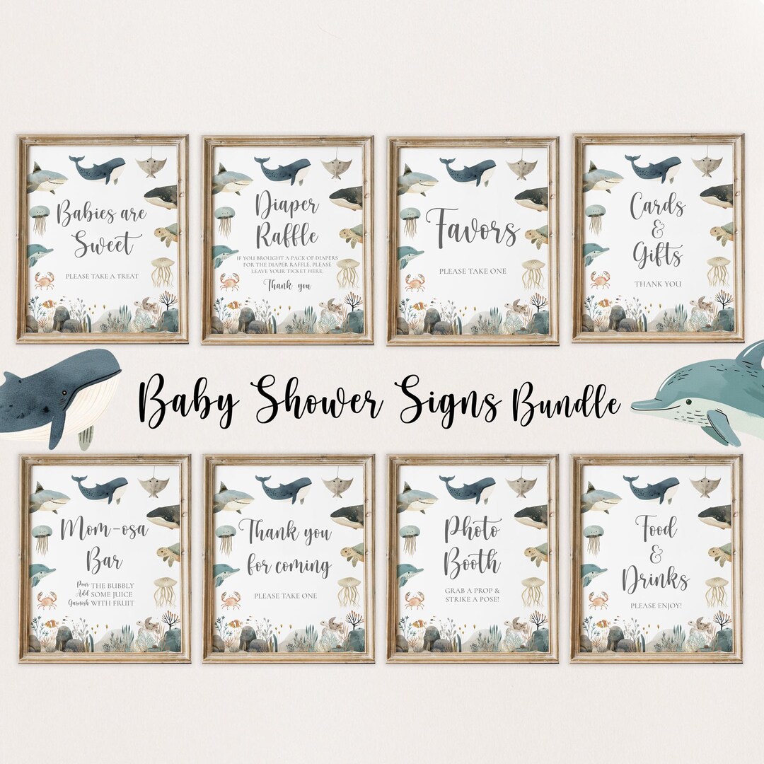 12 Under the Sea Baby Shower Sign Sea Baby Shower Sign Bundle Sea ...