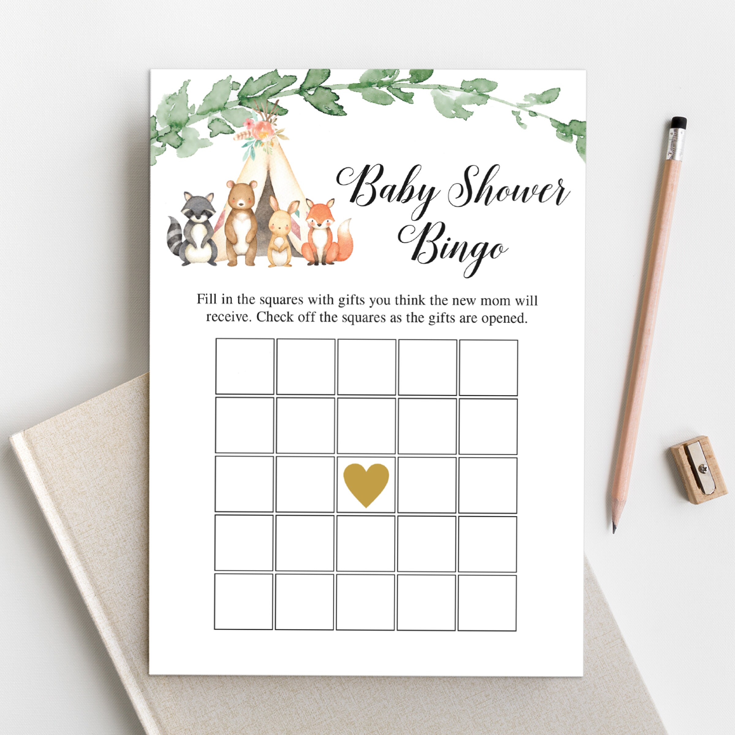 Woodland Baby Shower Bingo Animal Bingo Cards Animal Baby | Etsy