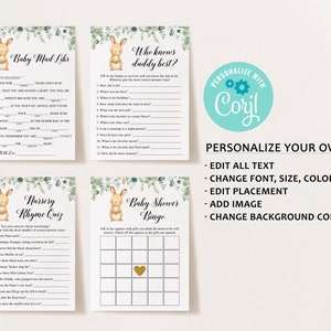 14 Bunny Baby Shower Games, Bunny Baby Shower, Rabbit Baby Shower Games ...