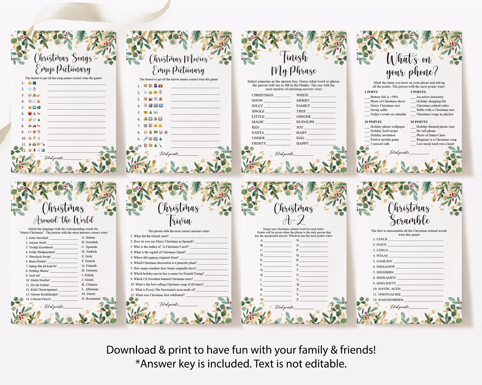 12 Christmas Games Bundle Christmas Games Family Christmas - Etsy