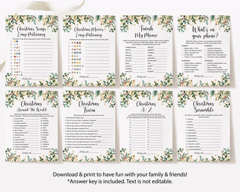 12 Christmas Games Bundle Christmas Games Family Christmas - Etsy