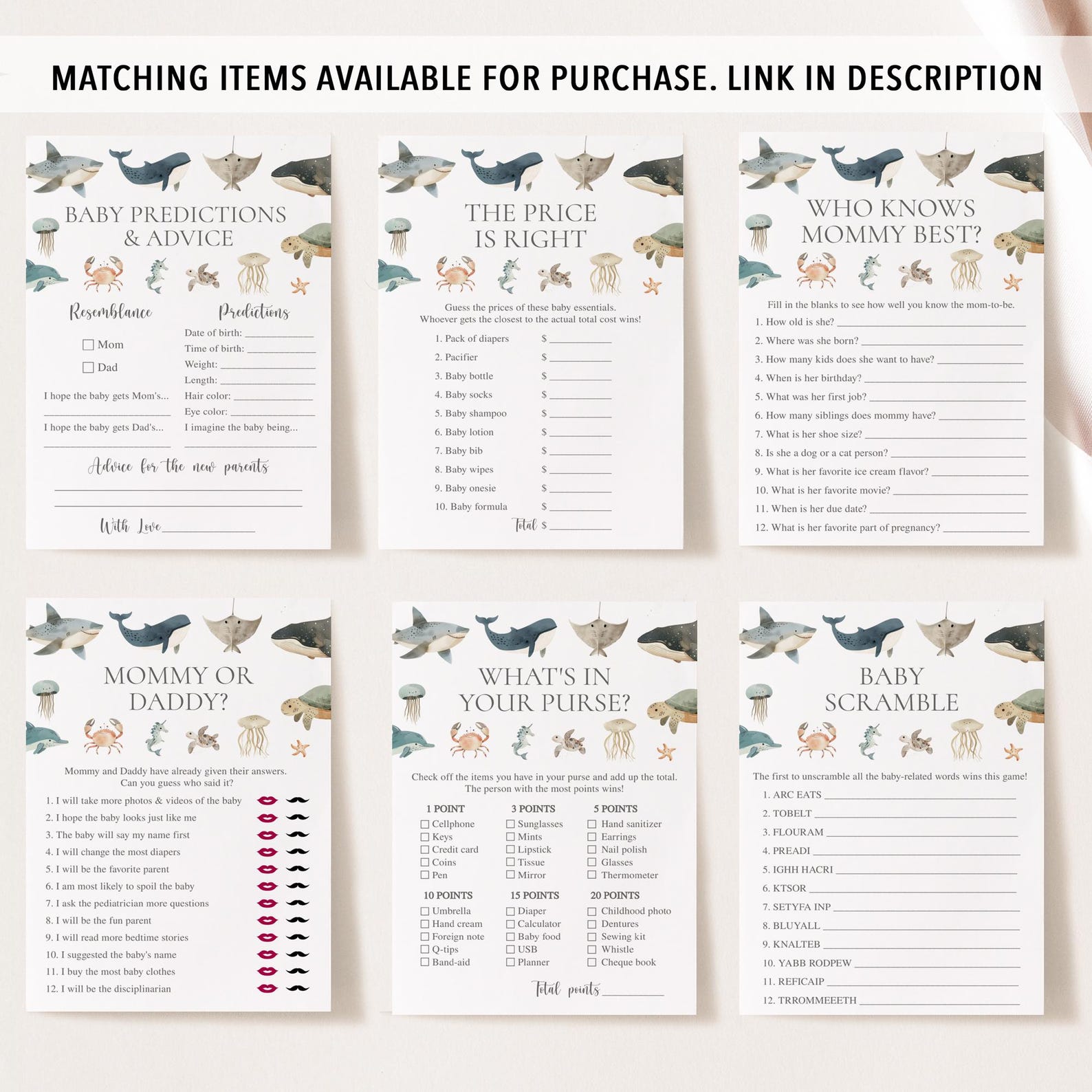 Sea Animals Welcome Sign Sea Creatures Baby Shower Welcome Sign Under ...