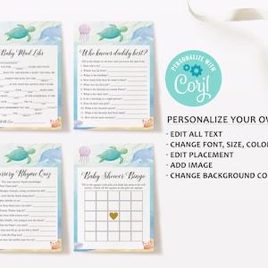 14 Under the Sea Baby Shower Games, Ocean Baby Shower Games Bundle, Boy ...