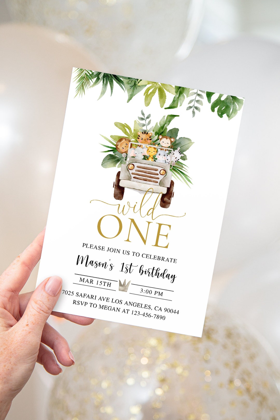 Wild One Birthday Boy Invitation, Safari Birthday Invite, Wild One ...