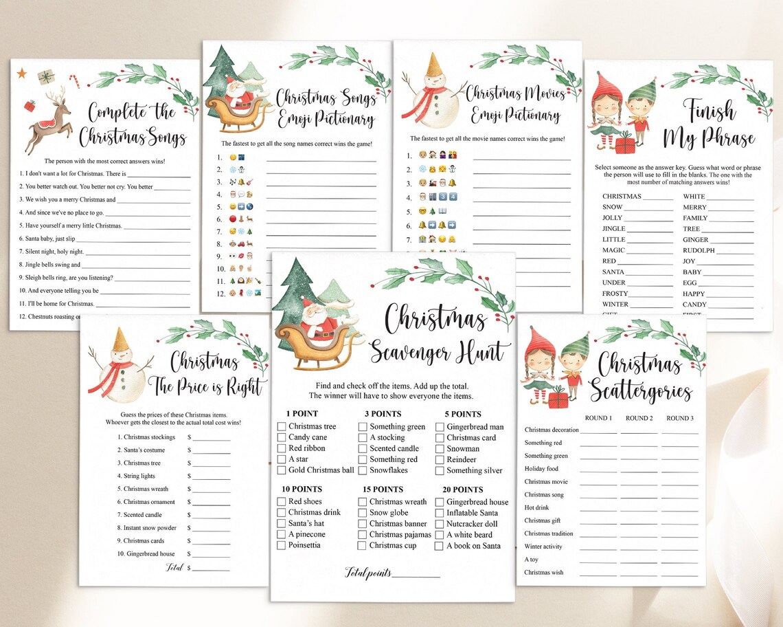 12 Christmas Games Bundle Christmas Party Games School - Etsy