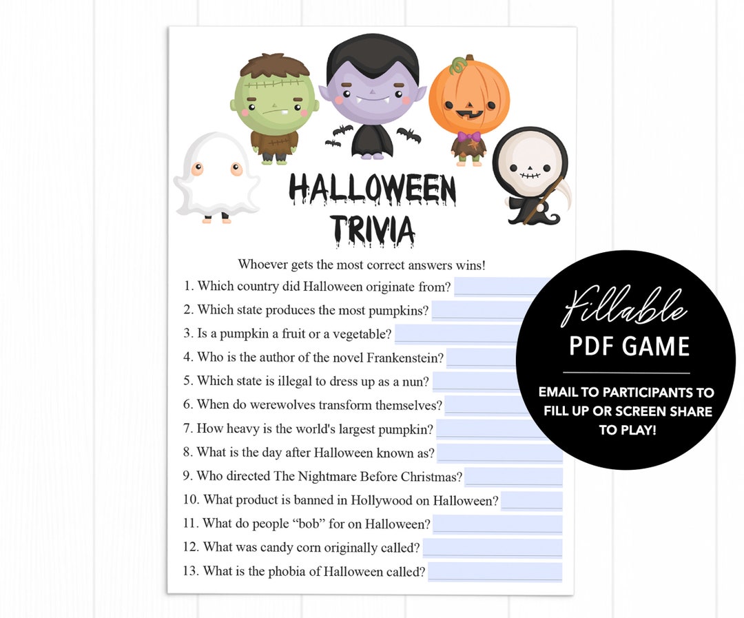 Halloween Trivia Quiz, Virtual Halloween Games, Family Halloween Games ...