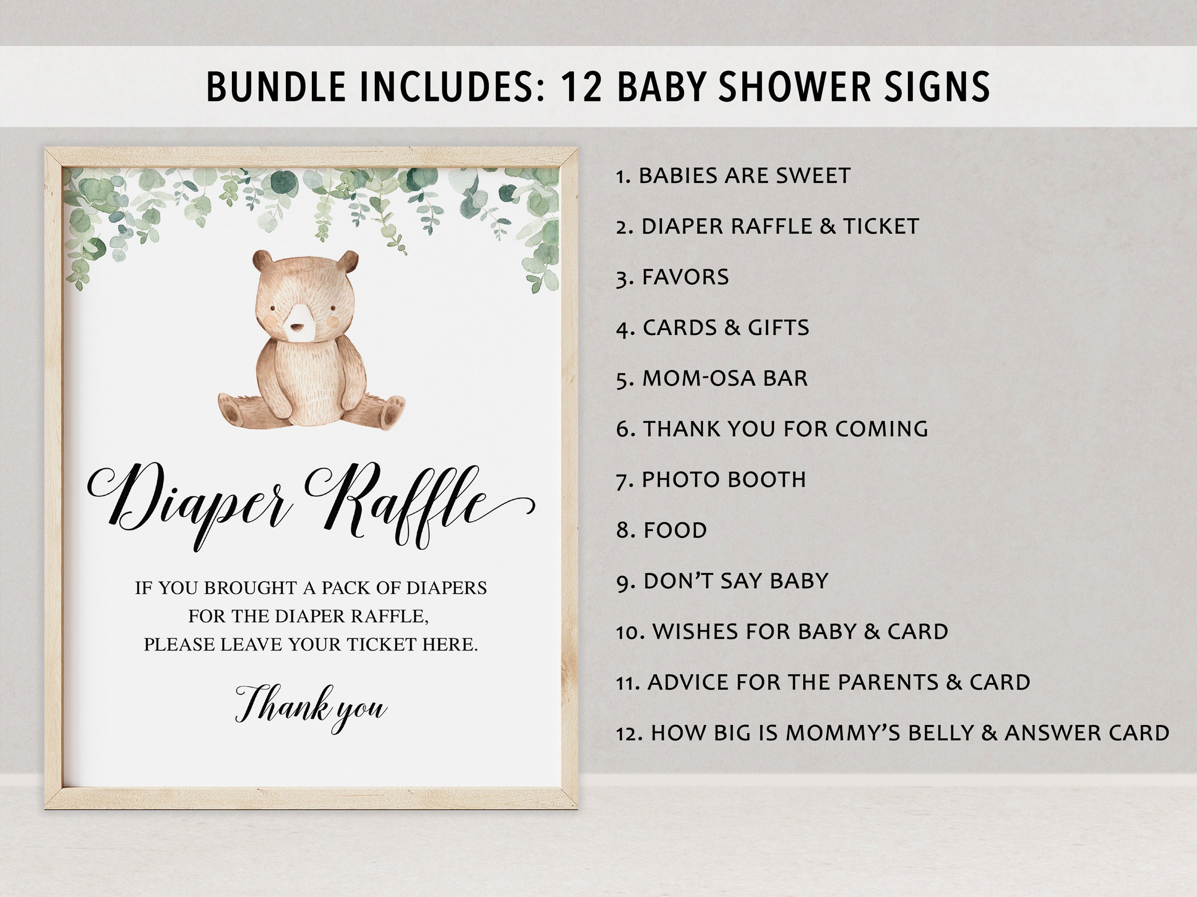 12 Bear Baby Shower Sign Baby Shower Sign Bundle Bear Baby - Etsy
