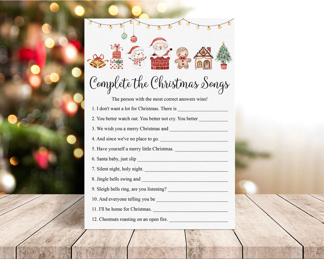 Complete the Christmas Song, Christmas Song Game, Holiday Party Games ...