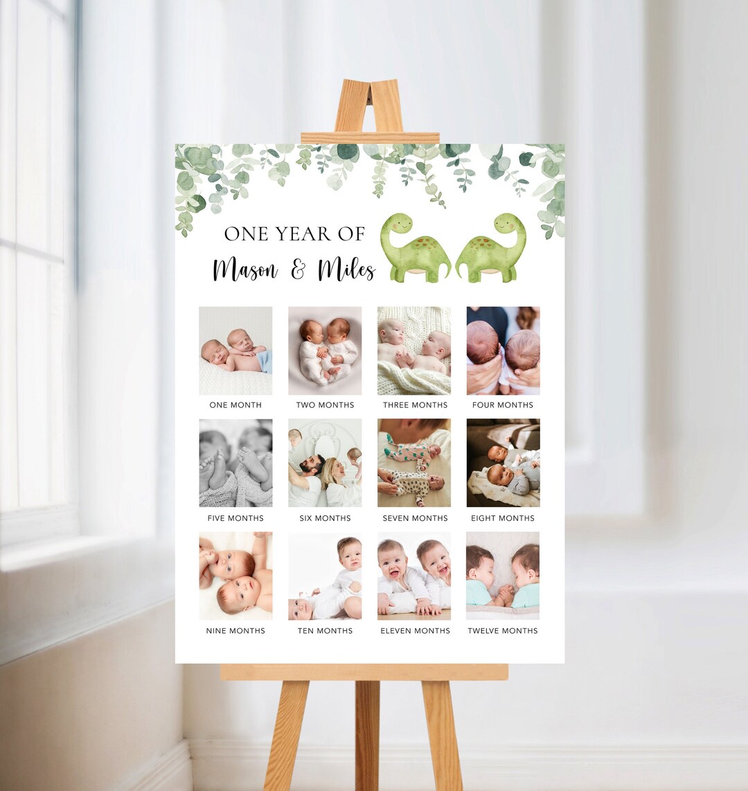 Twins First Year Poster Template, Twins First Year Milestone Board ...