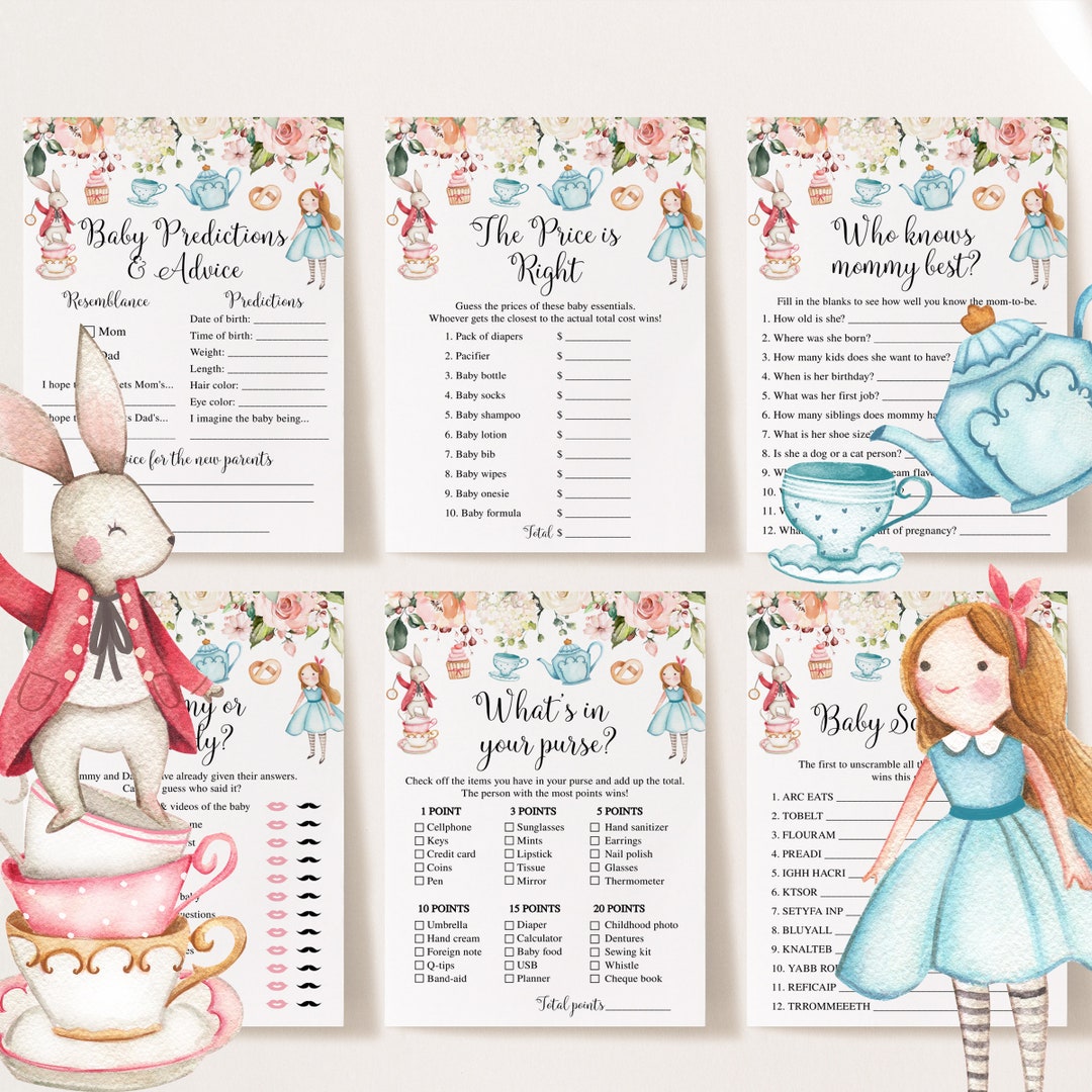 14 Alice in Wonderland Baby Shower Games, Tea Party Baby Shower Games ...