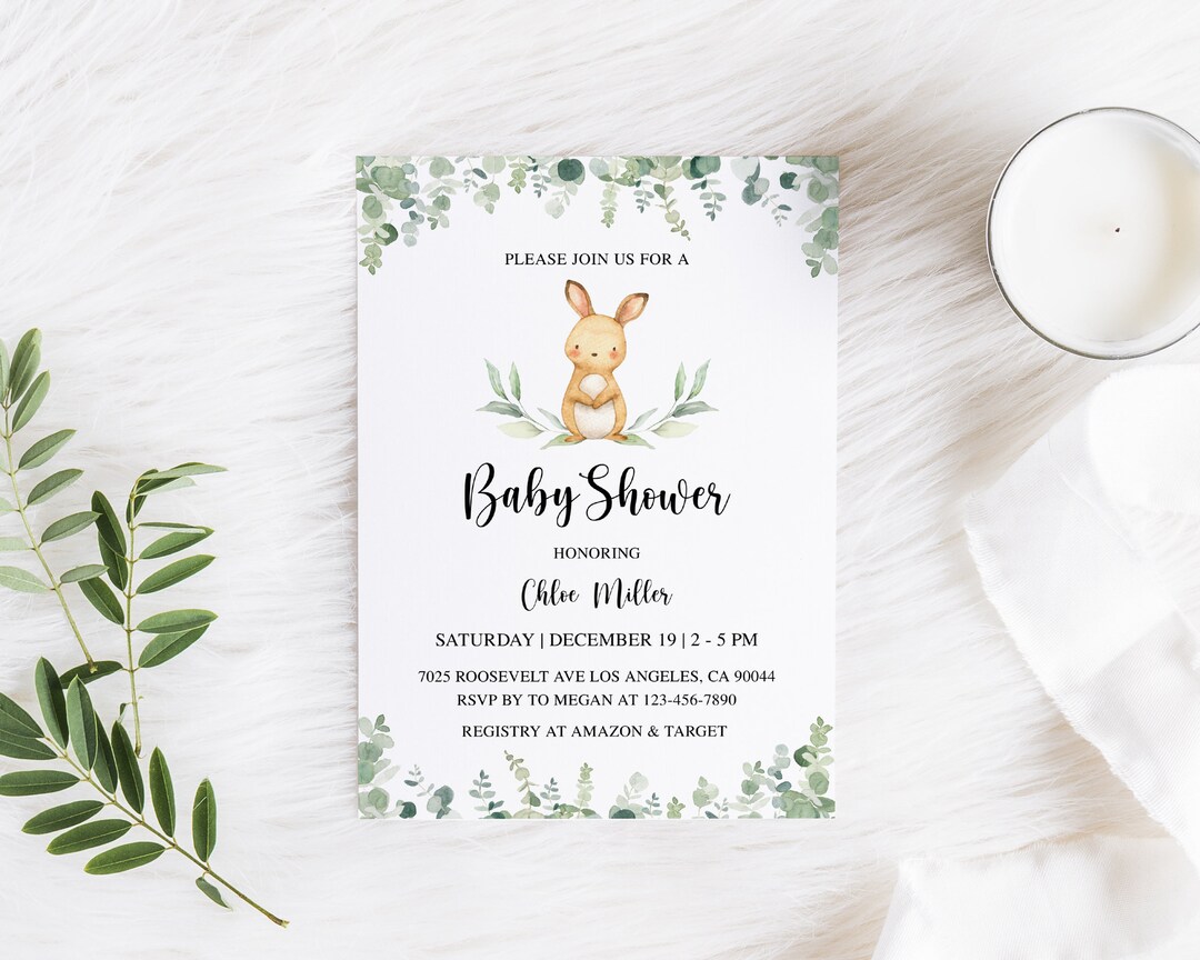 Bunny Baby Shower Invitation Bunny Baby Shower Invite Rabbit - Etsy