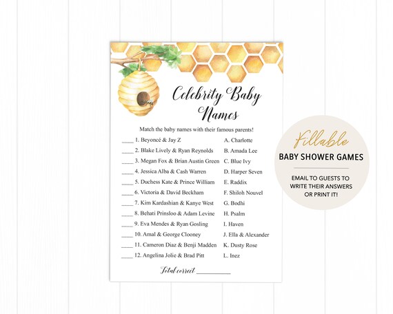 Virtual Baby Shower Games Celebrity Baby Name Game Celebrity | Etsy