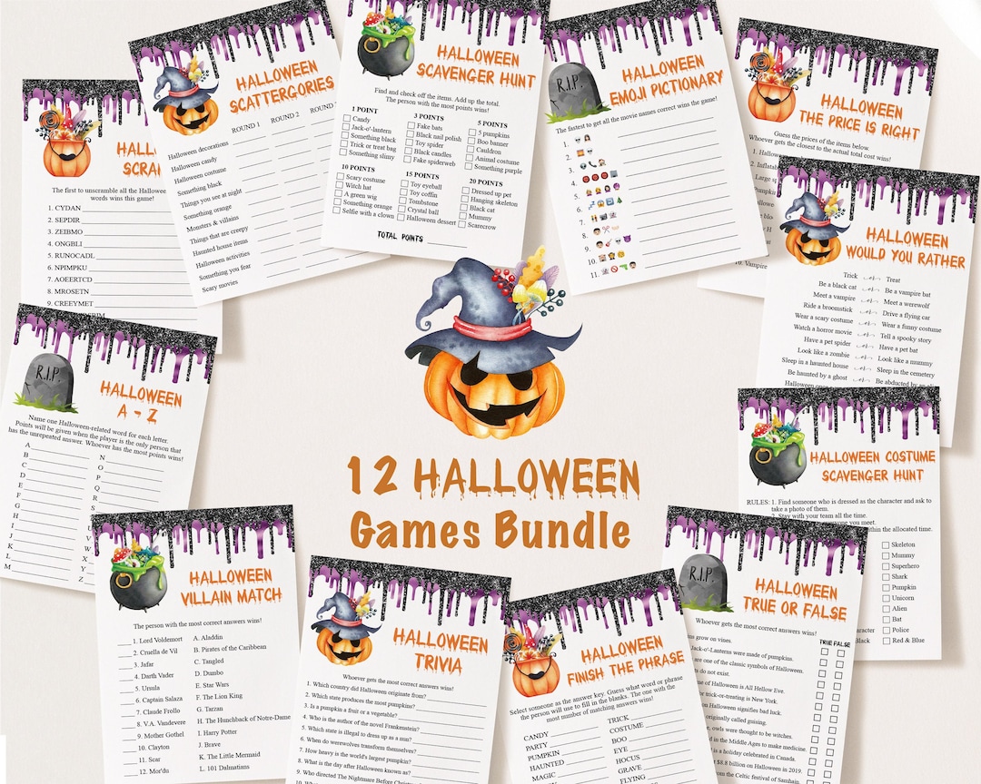 12 Halloween Games Bundle Halloween Games Halloween Games - Etsy
