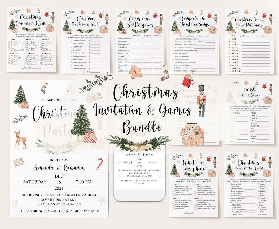 Christmas Party Bundle, Christmas Party Invitation, Christmas Games ...