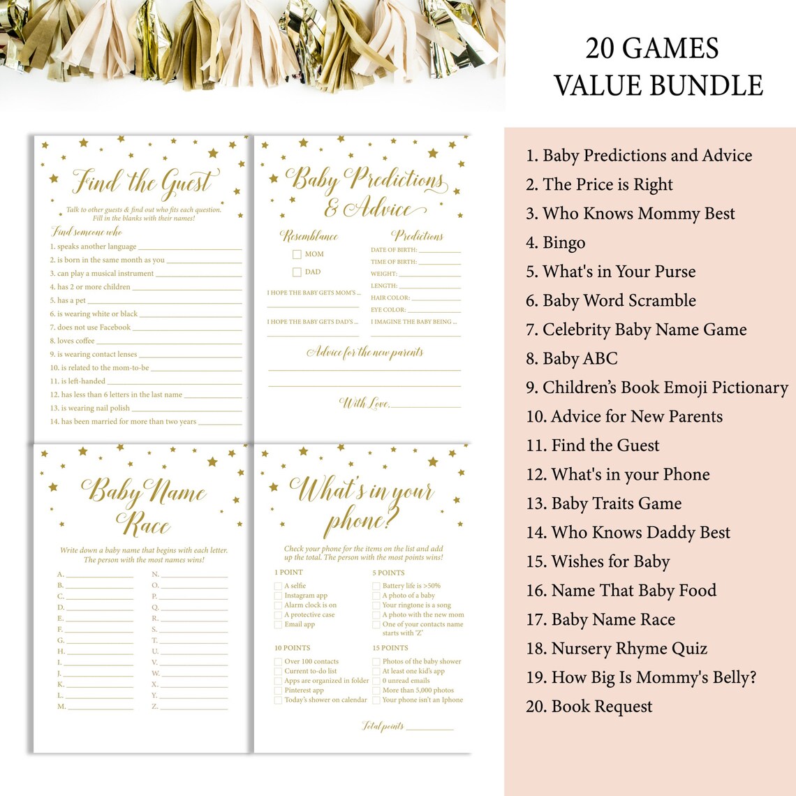 Star Baby Shower Games Bundle Baby Shower Games Baby Shower - Etsy