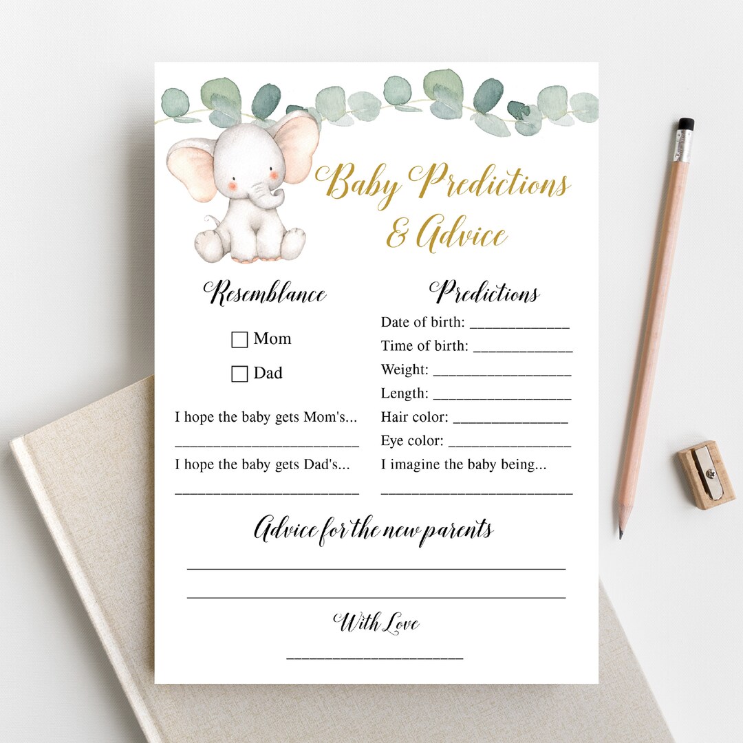 Editable Baby Predictions and Advice Card, Baby Predictions Game, Baby ...